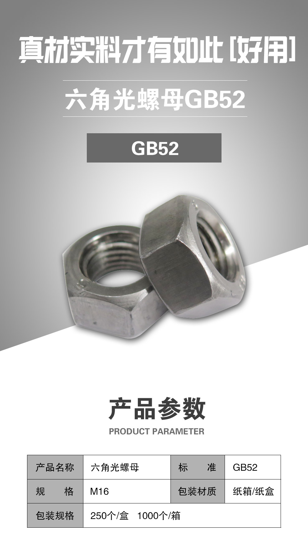 六角光螺母 GB52 M16（特价）-海螺丝（hailuosi.net）